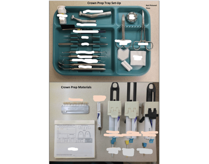 Crown Prep Tray Set Up — Printable Worksheet